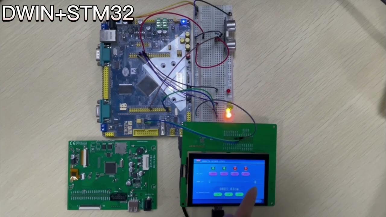 DWIN lcd display with stm32 board. control four led light #lcd#touchscreen #stm32 #arduino - YouTube