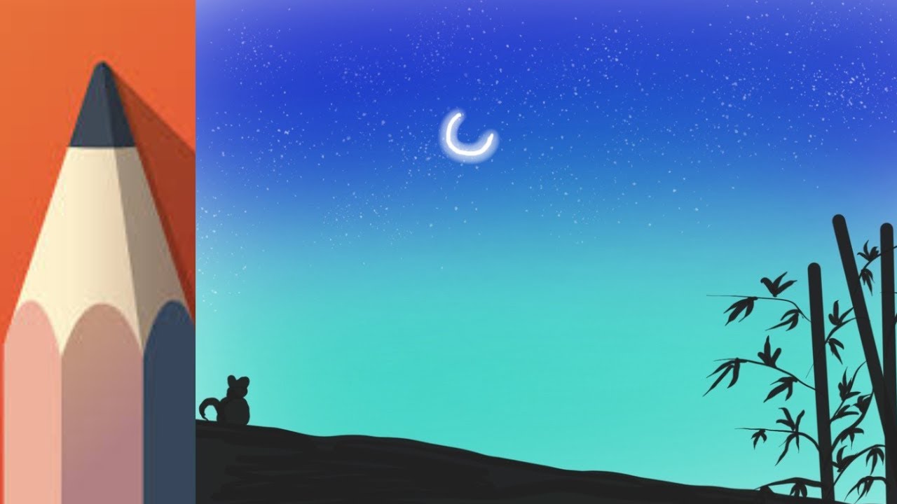 Easy Night Sky Drawing for beginners | Learn how to draw Moonlight in ...