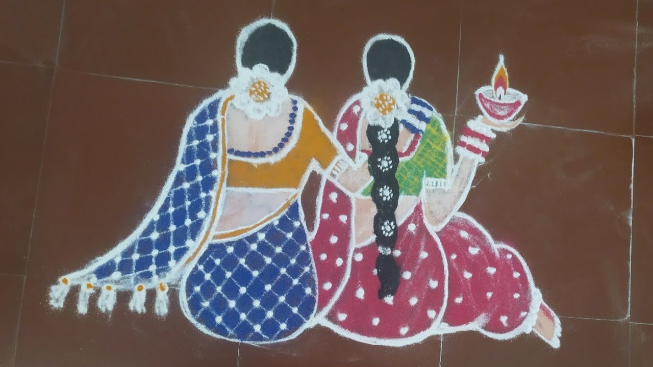 2022 easy and innovative girl rangoli design for diwali with dots/easy ...