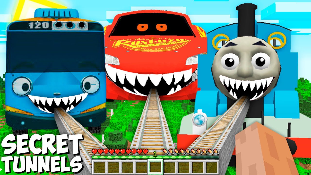 I found SECRET TUNNELS OF THOMAS MCQUEEN and TAYO THE BUS in Minecraft ...