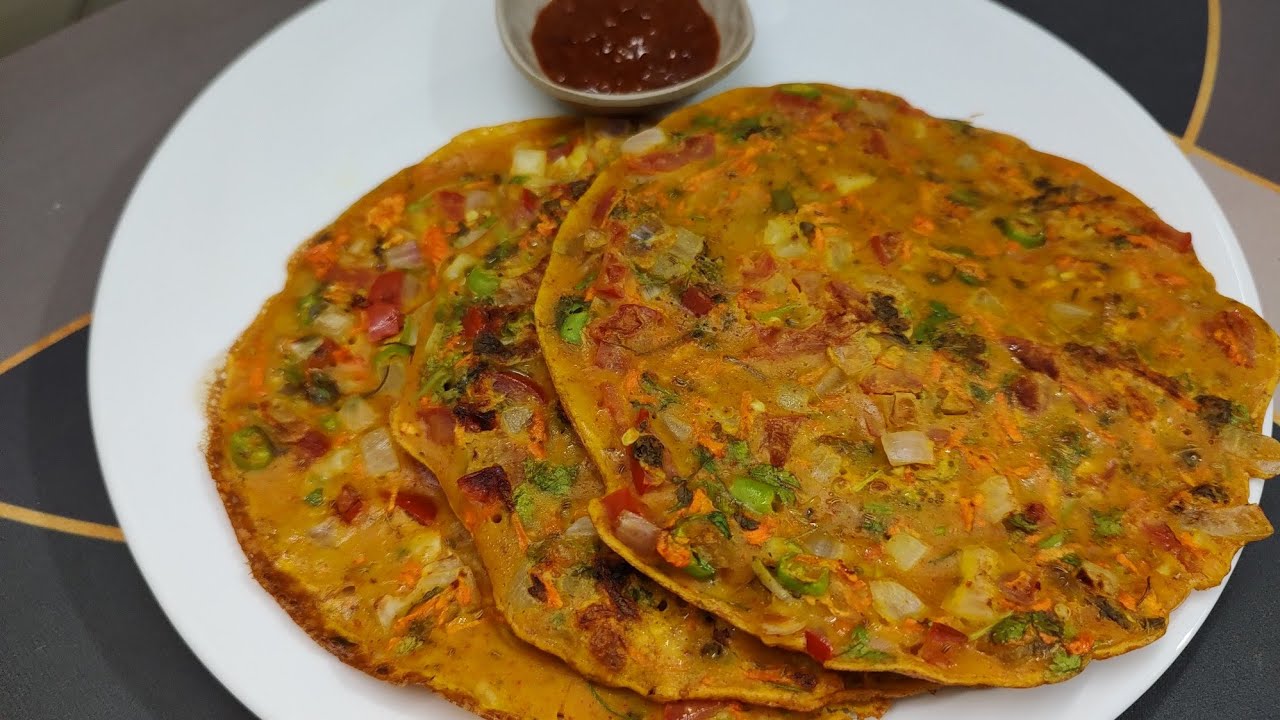 Rich Protein Breakfast | Eggless Omelette | Besan Chilla Recipe - YouTube