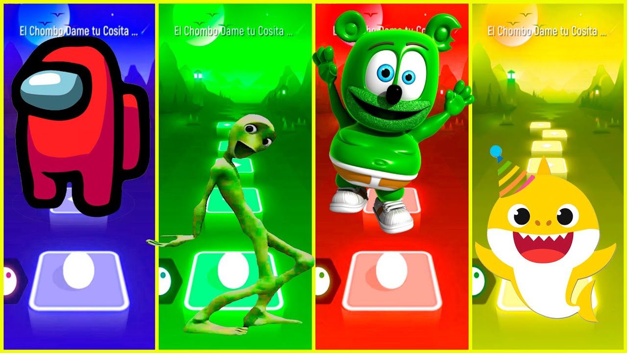 Among Us Alien dance Gummy Bear Baby Shark Tiles Hop EDM Rush - YouTube