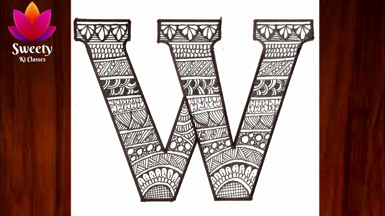 Letter W Mandala Drawing | How to write Alphabet W - YouTube