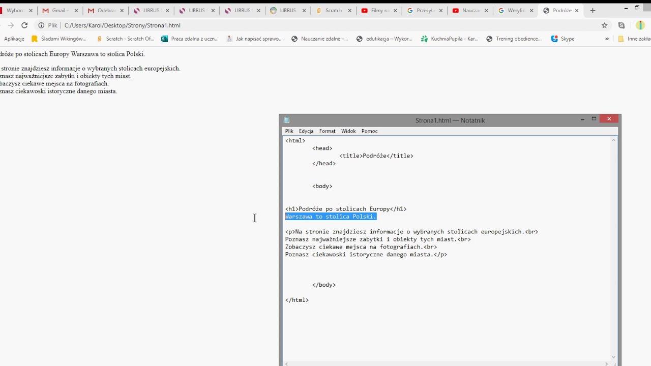 HTML - formatowanie tekstu, wypunktowanie i tabela cz.2 - YouTube