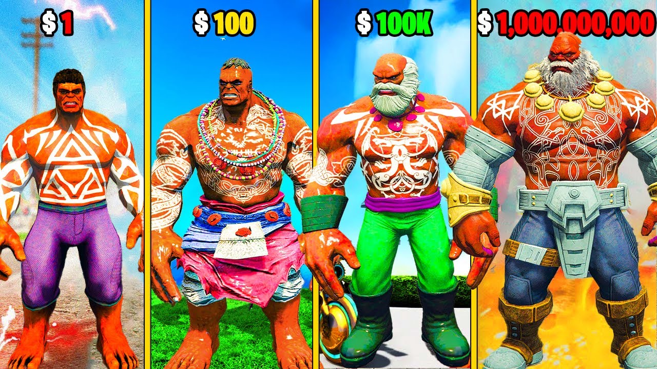 $1 BROWN HULK SUIT to $1,000,000,000 HULK SUIT in GTA 5!! - YouTube