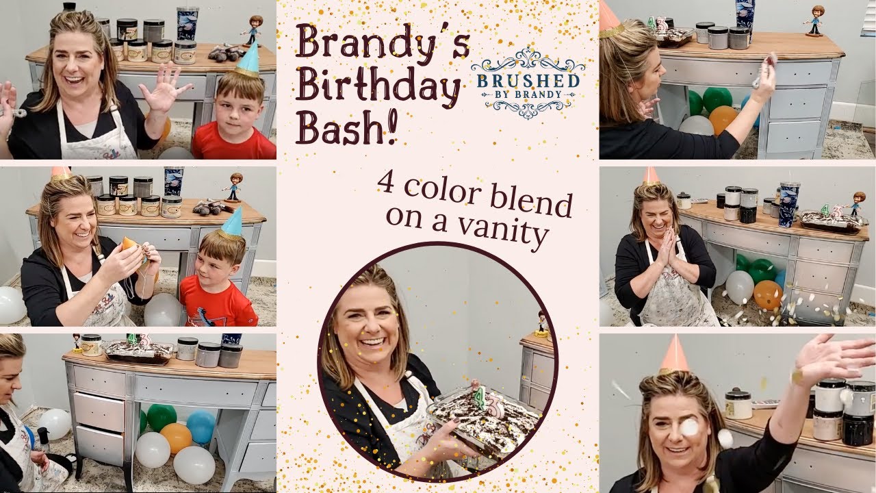 Brandy's Birthday Bash! A four color blend on a vanity - live with Brushed by Brandy - YouTube