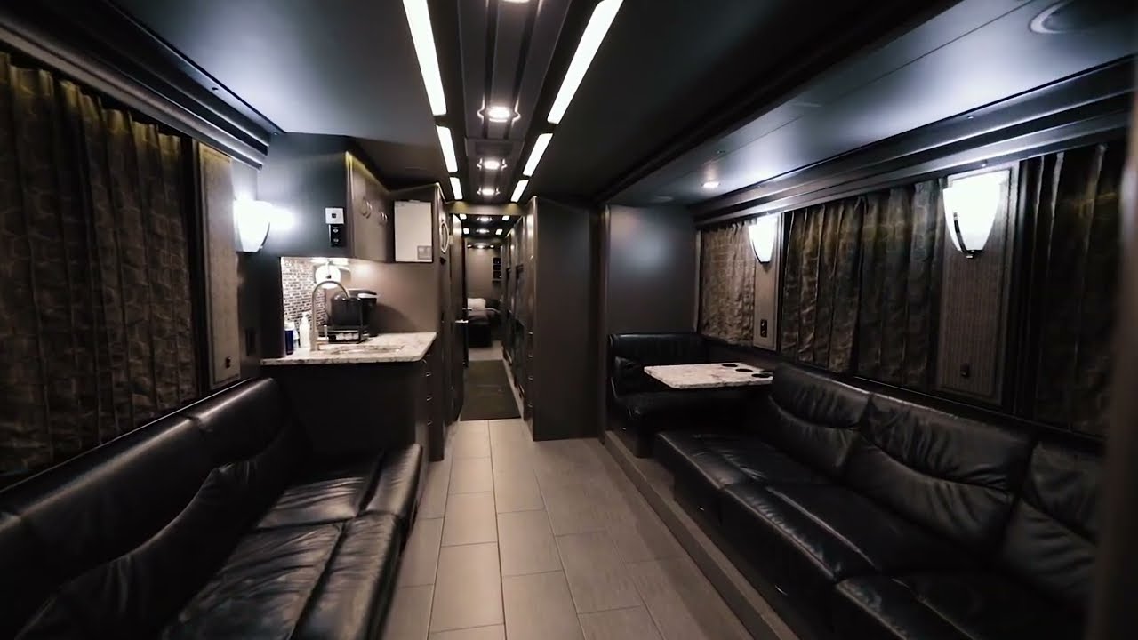 Inside Band Tour Bus