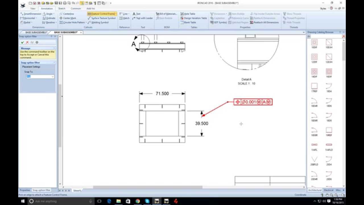 Datum Feature and GD&T Frames Attached to Dimensions in IronCAD - YouTube