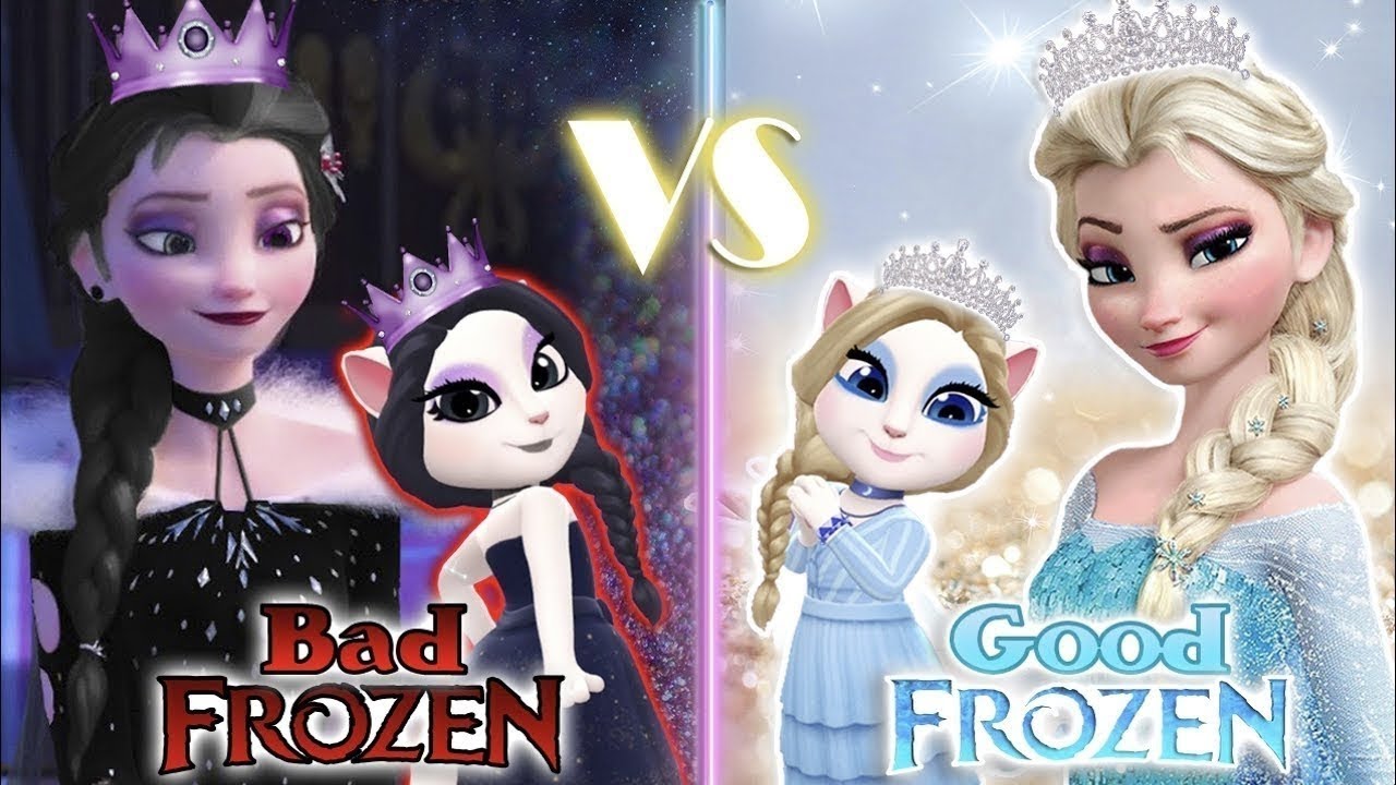 ℹ️ ℹ️ My talking Angela 2 || Bad Elsa vS Good Elsa || Frozen || cosplay ...