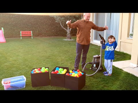 Fatih Selim şimşek mcqeen araba yatağını süpürge robot ile şişirip içine renkli top dolduracak