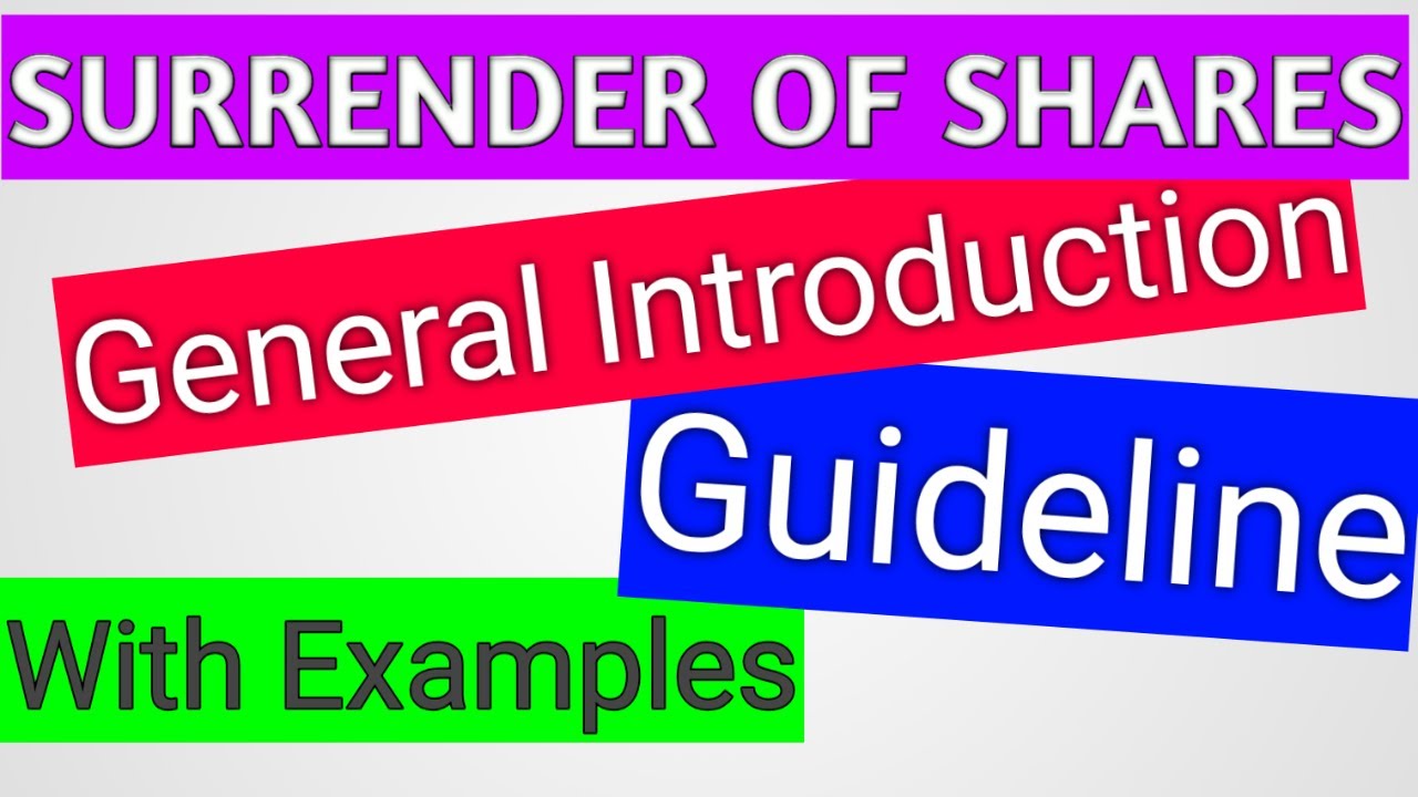 Surrender Of Shares | General Introduction | Guideline - YouTube