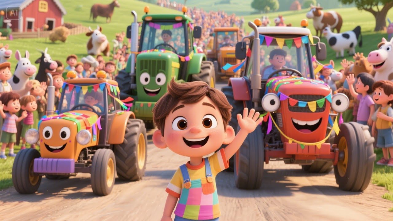 Tractor on the Farm Parade + More | Fun & Educational Nursery Rhyme for ...