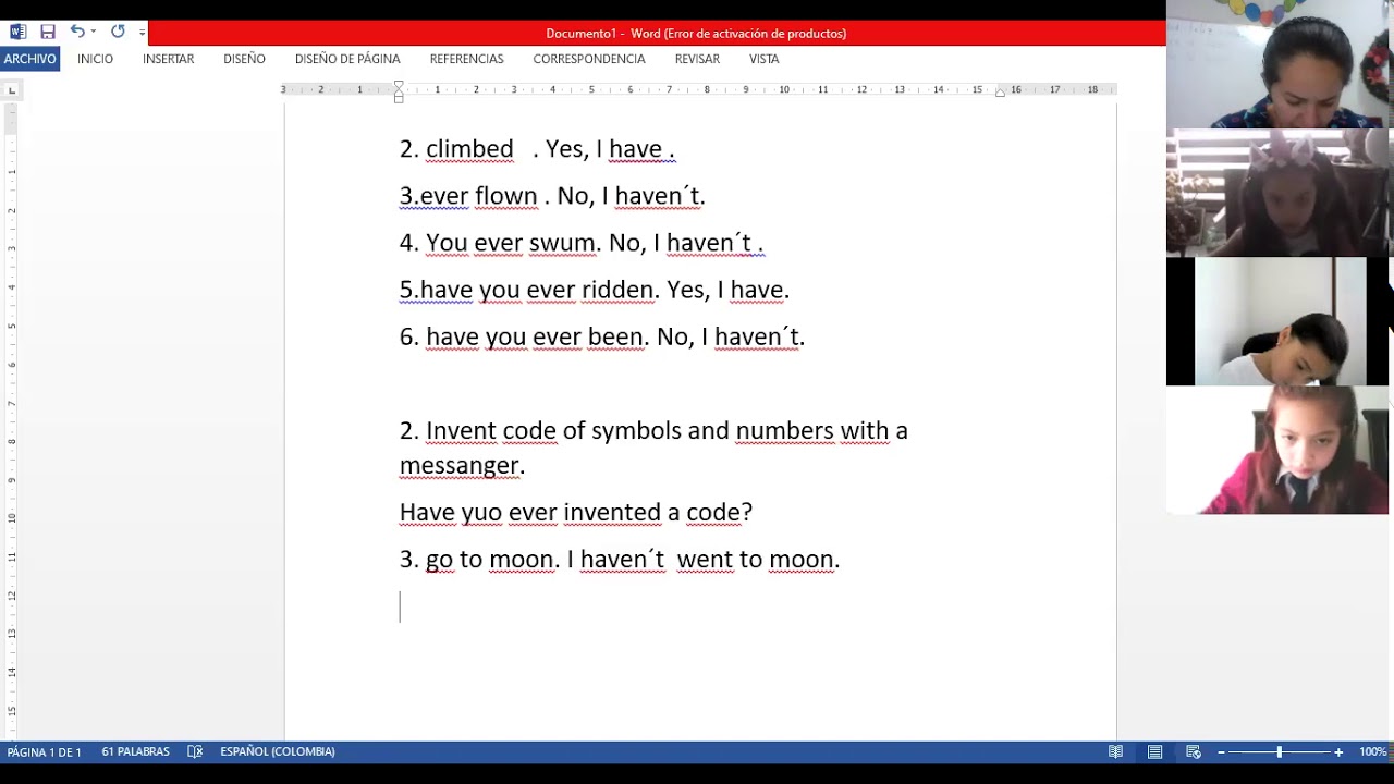 Activity in the book page 97 - YouTube