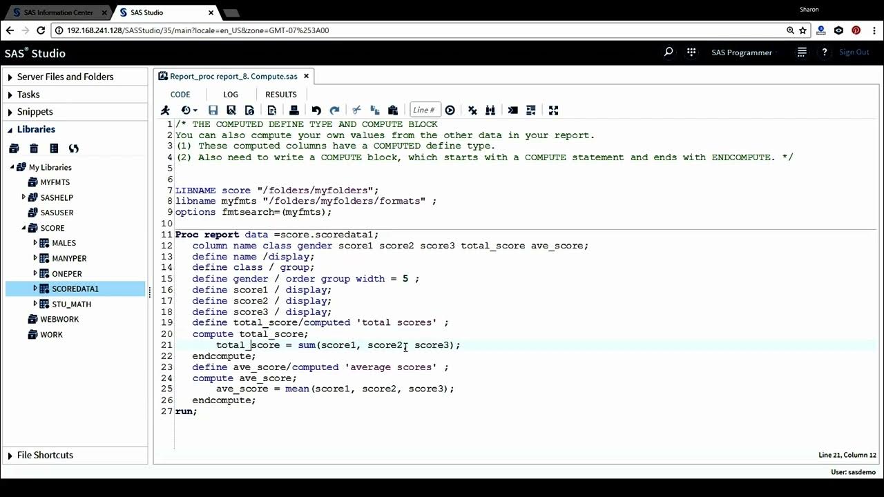 SAS report and tables(Udemy Coupon): Proc Report: Compute Block: Compute Values and Generate ...