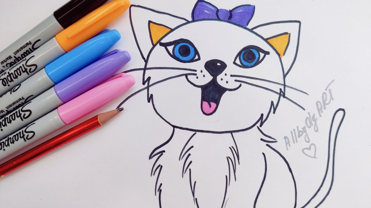 How to draw a cat and facts about it! - YouTube