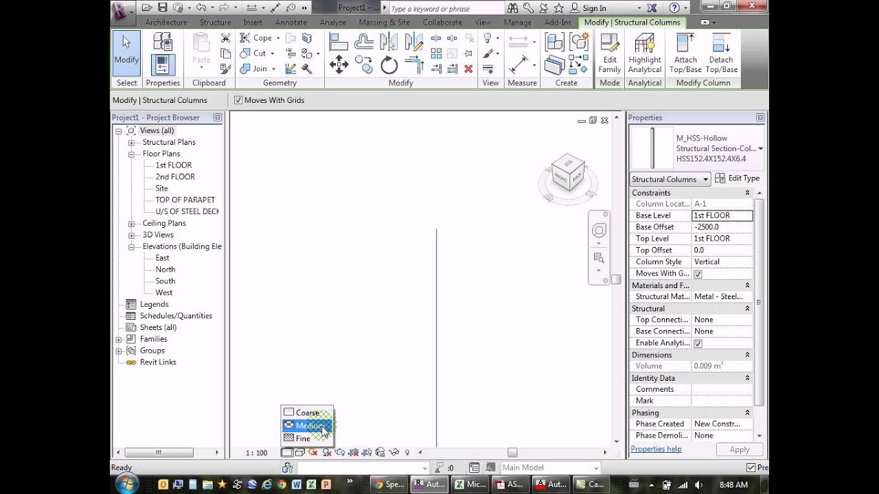 Revit Architecture Placing Columns - YouTube