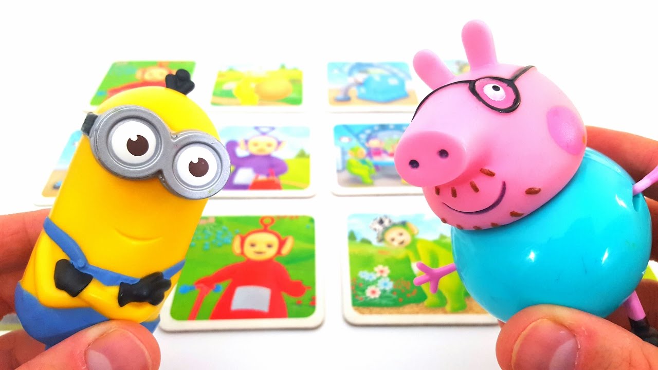Swinka Peppa: Tata Swinka gra z Minionkiem w memory Teletubise. Ciekawe ...