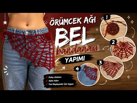 Örümcek Ağı Bandana, Bel bandanası, Crochet Spider Web Bandana 
