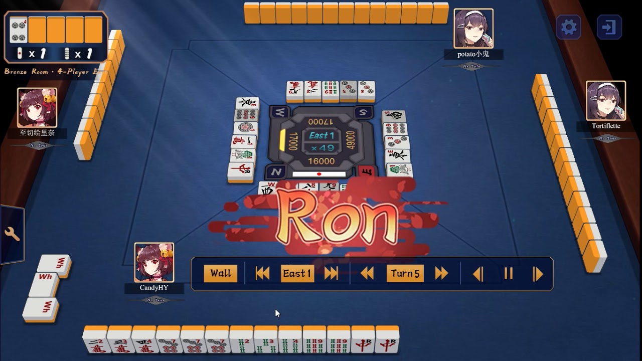 Mahjong Soul#4 Ron! - Riichi! Ippatsu! Iipeikou! Akago! Honitsu!(Baiman ...