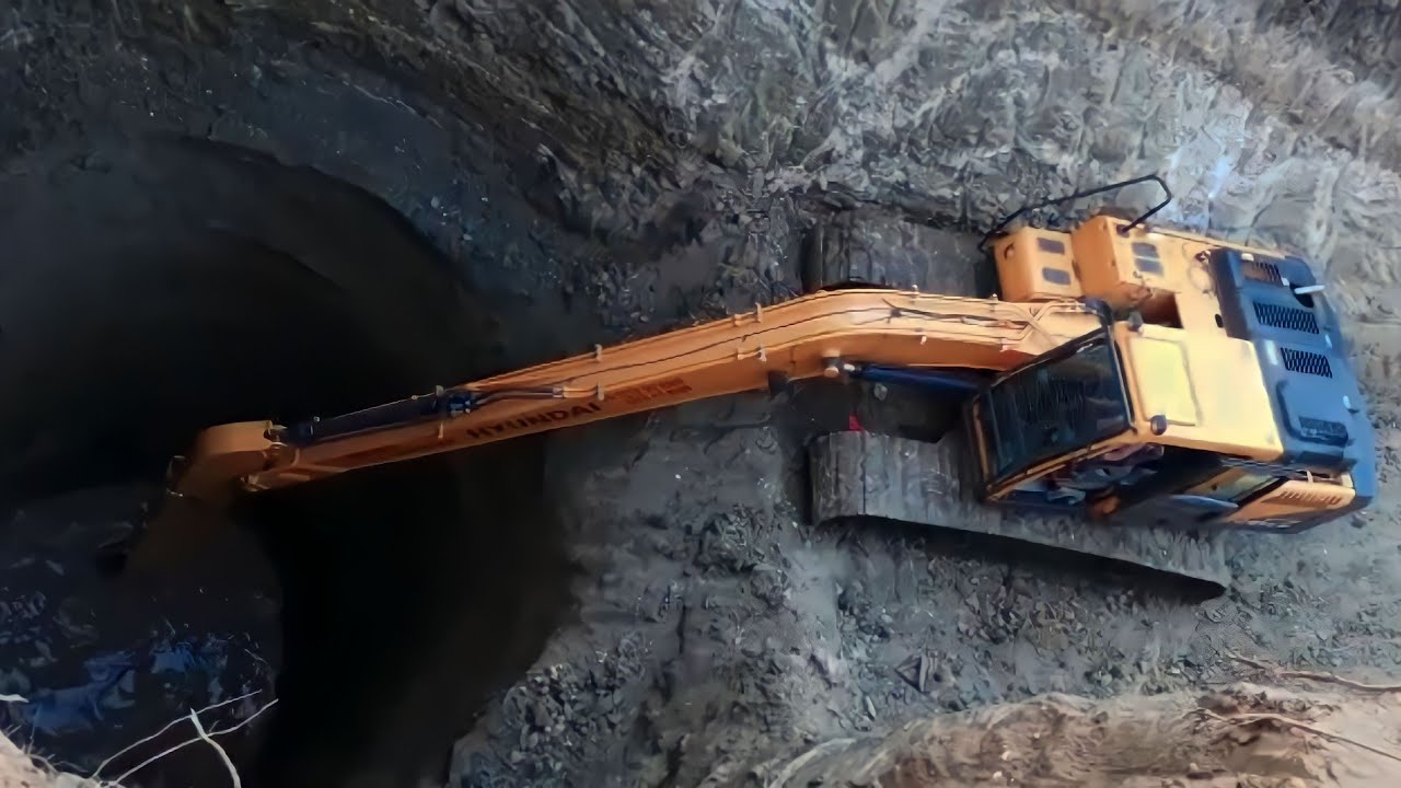 Excavator huyndai 350 long boom 80 फिट | poclain video | jcb - YouTube