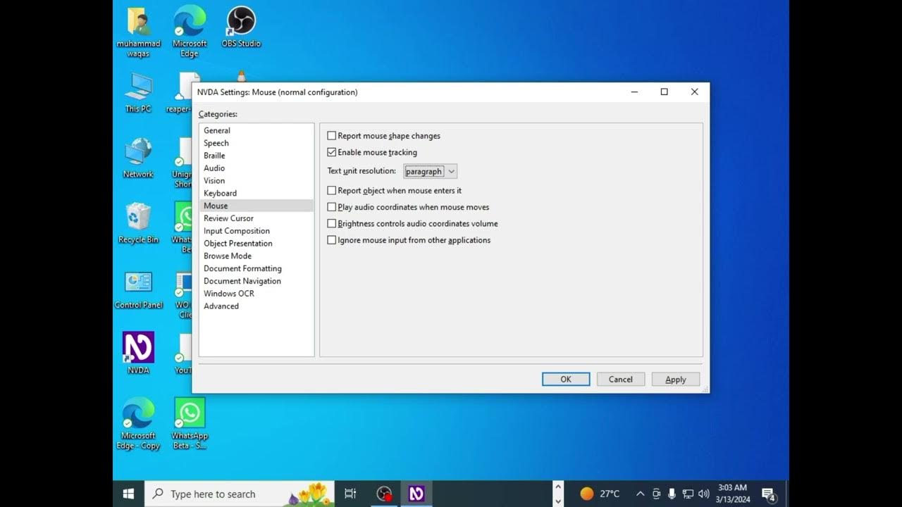 Lets configure mouse settings in NVDA 2024! - YouTube