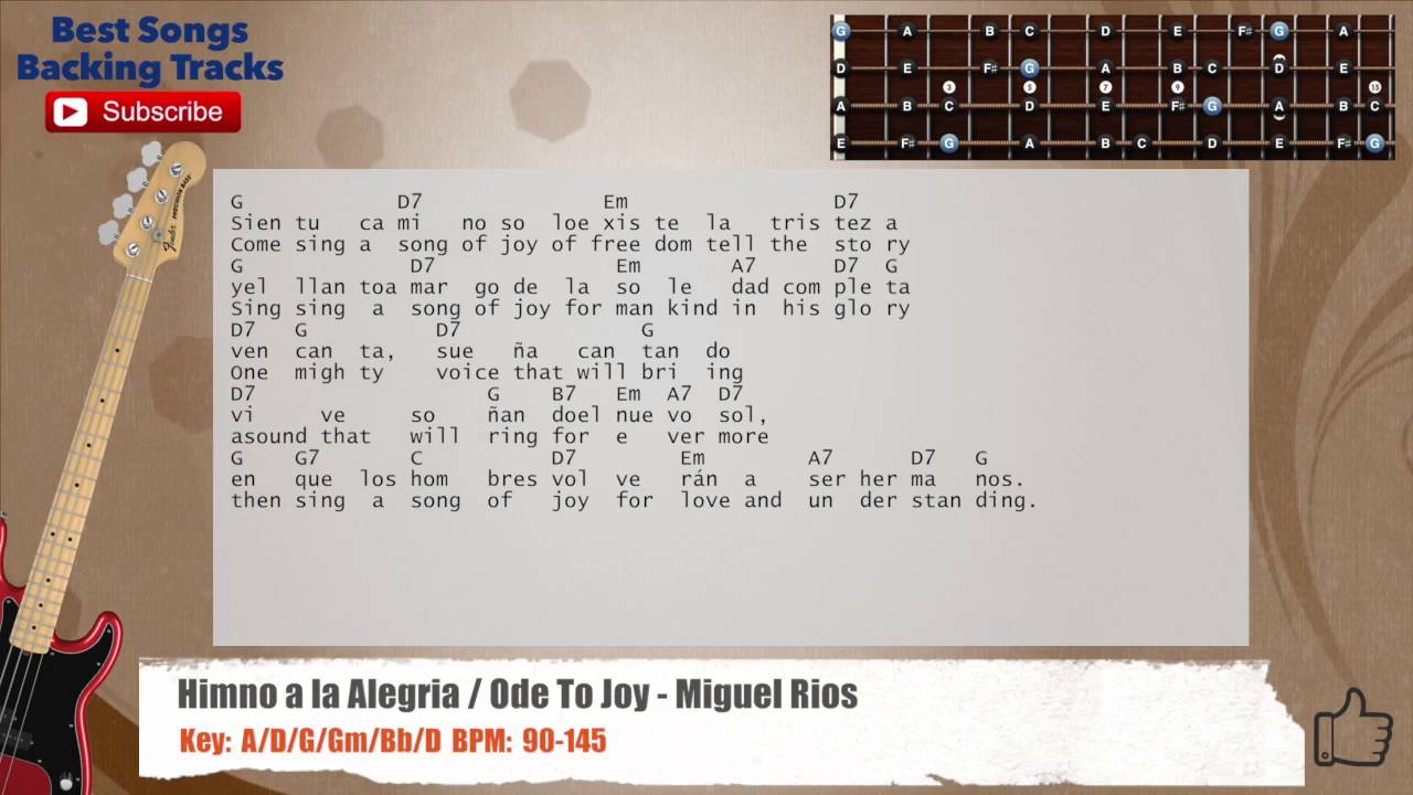 🎻 Himno A La Alegria / Ode To Joy - Miguel Rios Bass Backing Track with ...