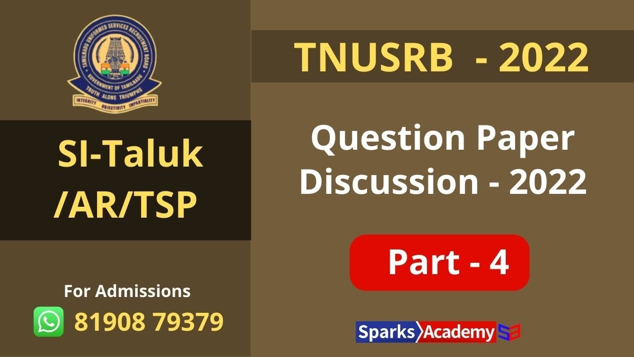 LIVE 4 PM: Sub Inspector Taluk / AR / TSP PYQ Questions Discussion Part ...