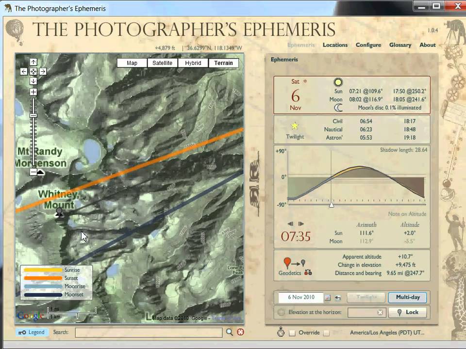 How to Use the Photographer's Ephemeris - YouTube