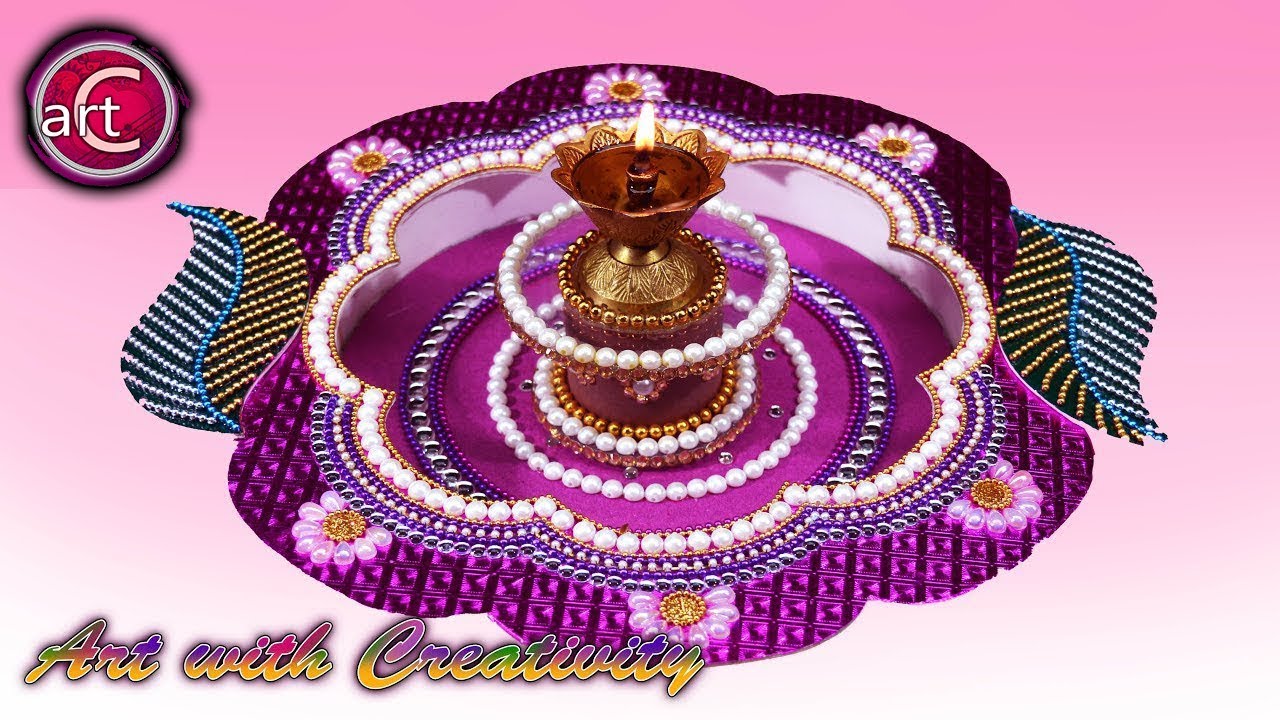 DIY : How to make Decorated Thali | Handmade thali | puja thali | Best ...