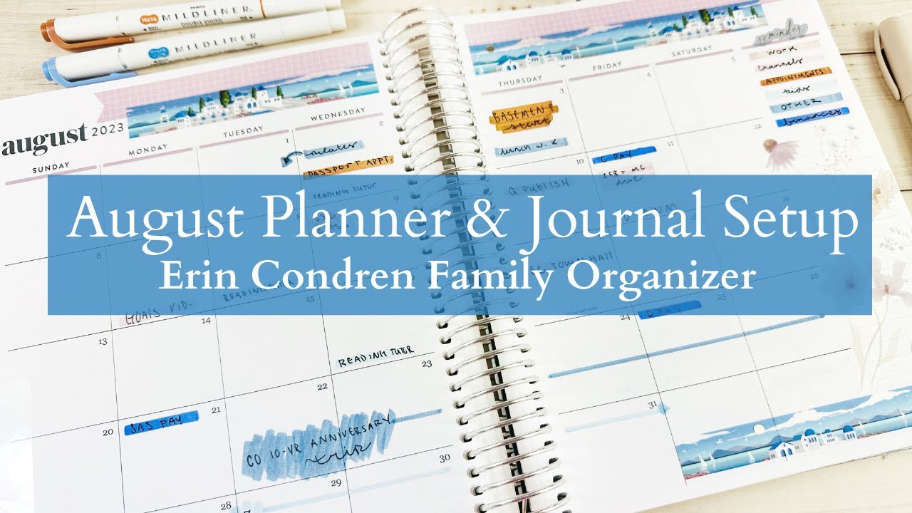 August Planner & Journal Setup | Erin Condren Family Organizer ...