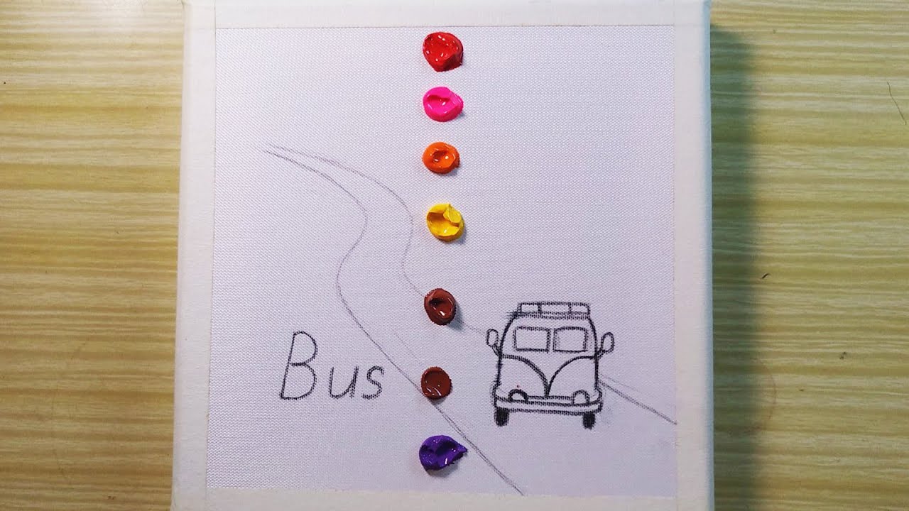 Daily Painting Challenge #3 / Bus painting for beginners on Canvas ...