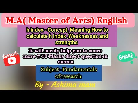 Concept of H index , meaning,how to calculate h index, weakness and ...