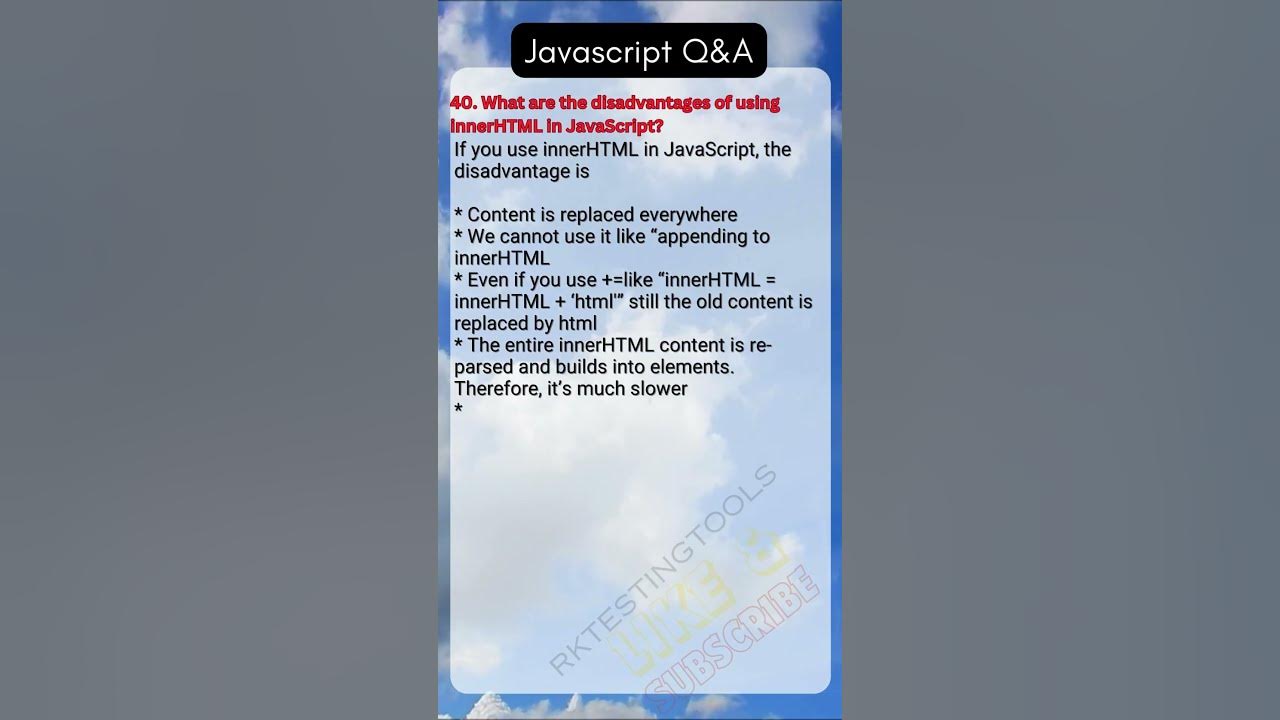 40 What are the disadvantages of using innerHTML in JavaScript - YouTube