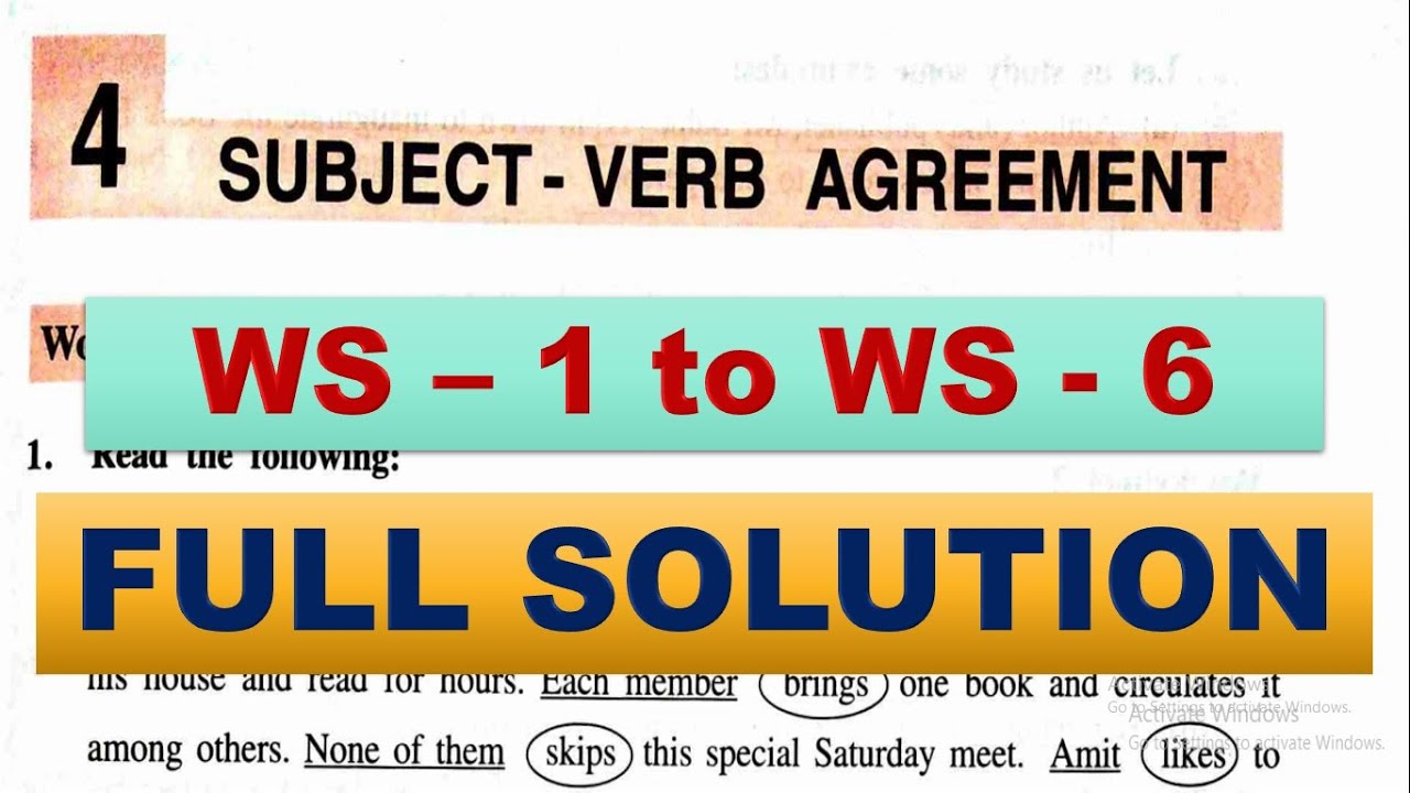 SUBJECT-VERB AGREEMENT | DAV CLASS 8 ENGLISH PRACTICE BOOK CHAPTER 4 ...