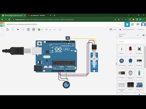 Mengontrol servo menggunakan potensio dengan arduino, simulasi tinkercad - YouTube