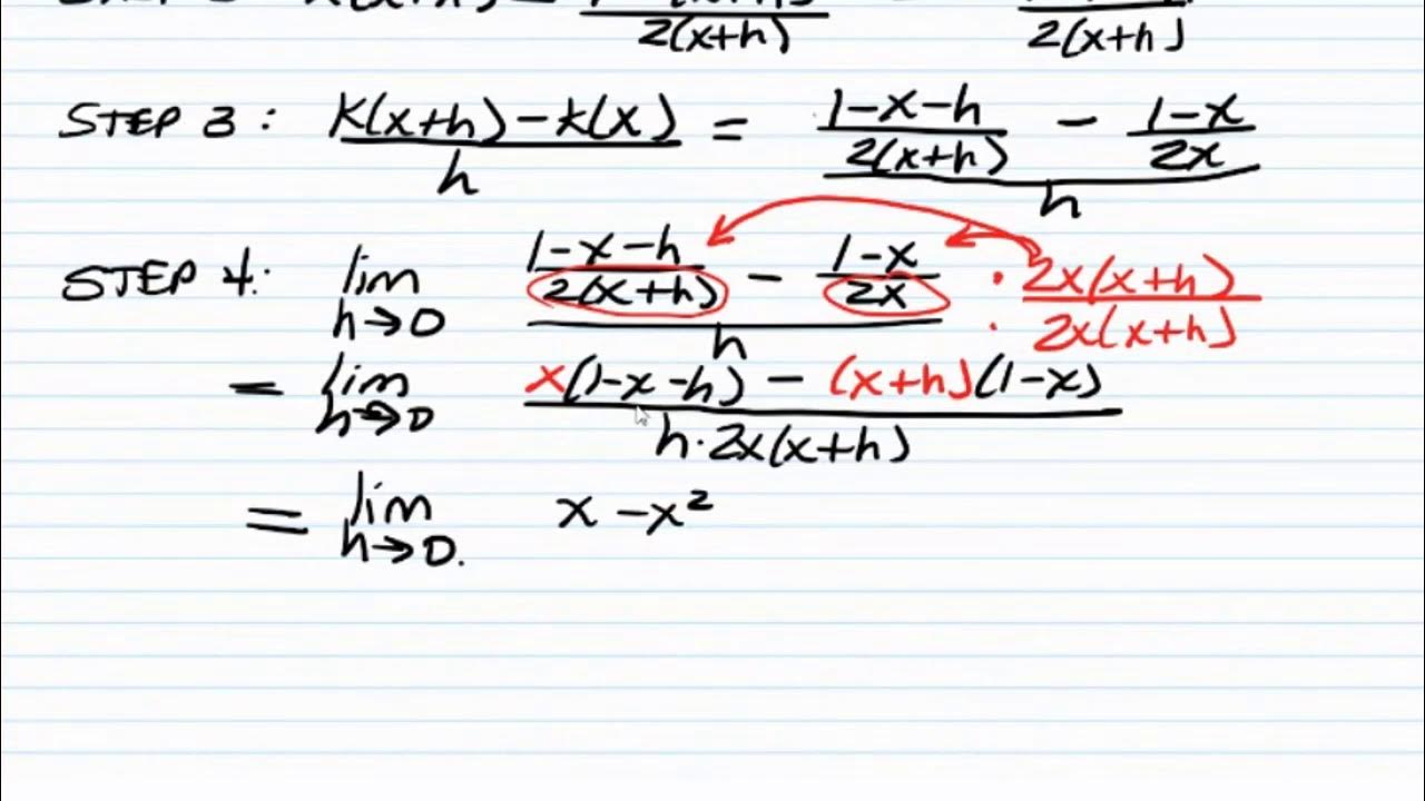 Derivative Of Rational Function Using Limit Of Difference Quotient Youtube