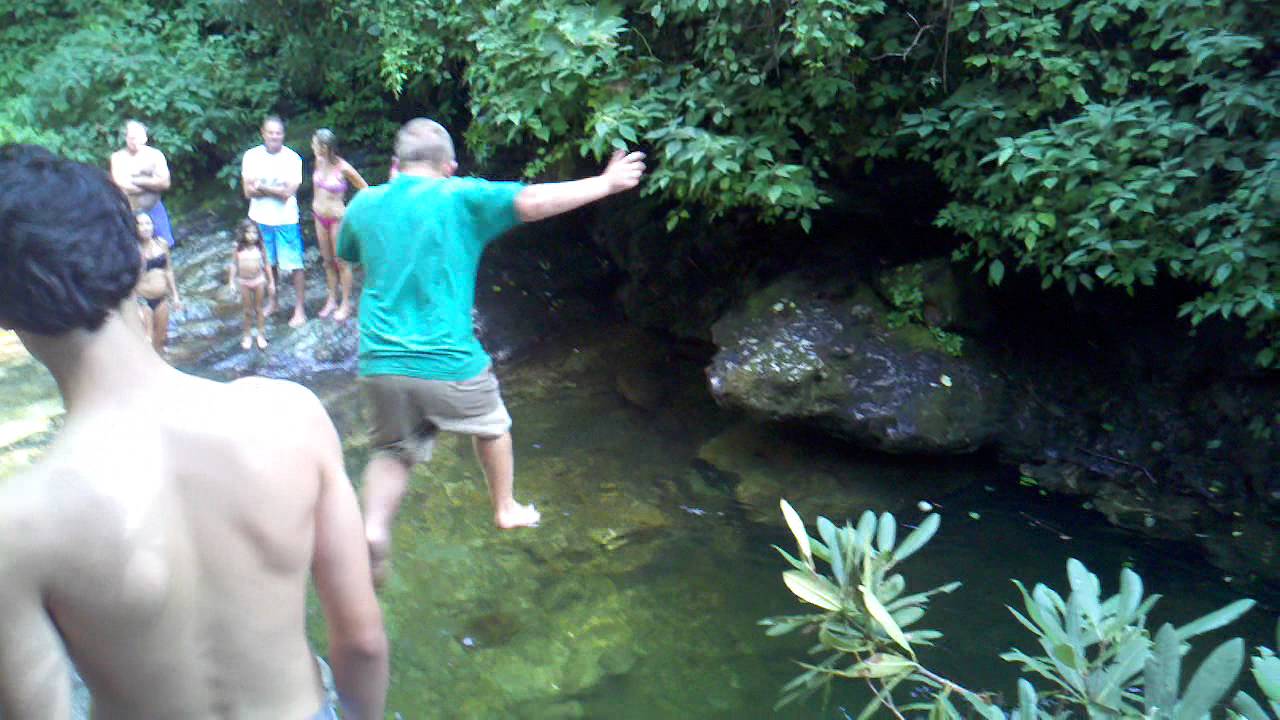 Jumping Off Rocks at Skinny Dip Falls in NC - YouTube