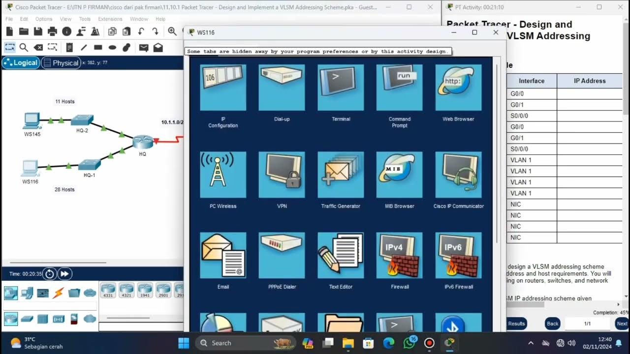 11.10.1 packet tracer - design and implement a vlsm addressing scheme.pka - YouTube