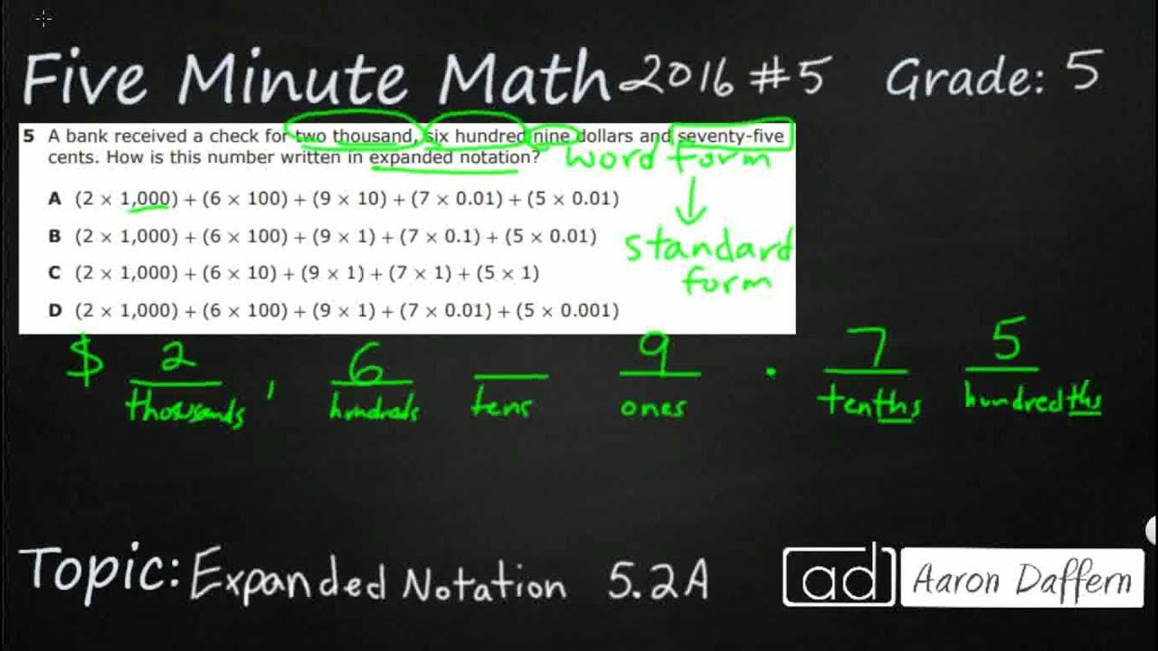 5th Grade STAAR Practice Expanded Notation (5.2A - #1) - YouTube