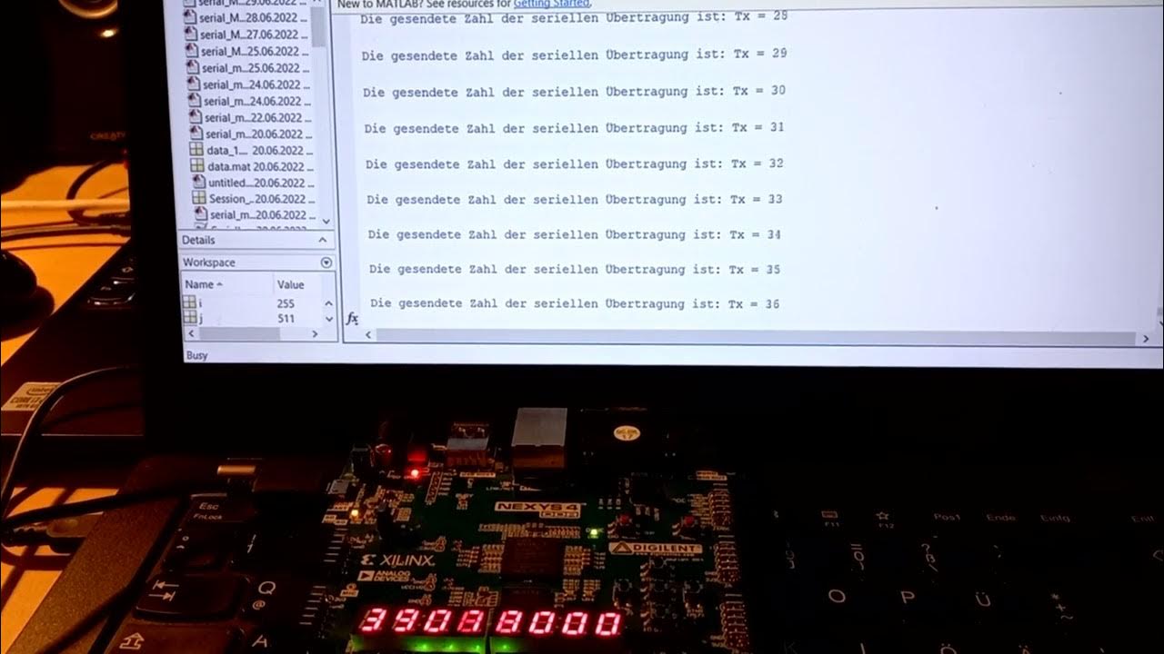 Serial communication between MATLAB and a Nexys 4 DDR - FPGA coded in VHDL - YouTube