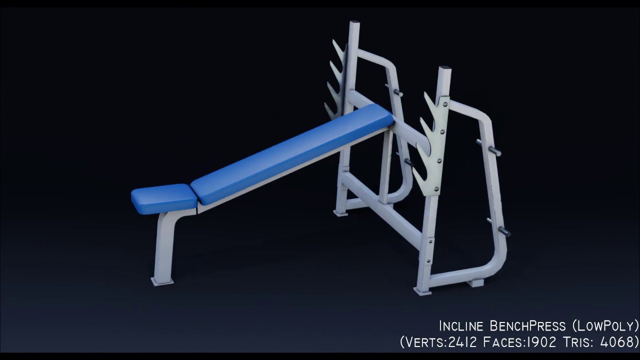 Gym Incline Bench Press Machine - Low Poly 3D model - YouTube