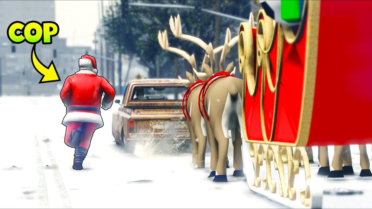 I replaced all Cops with Santas and Cop Cars with Santa Sleighs!! (GTA ...