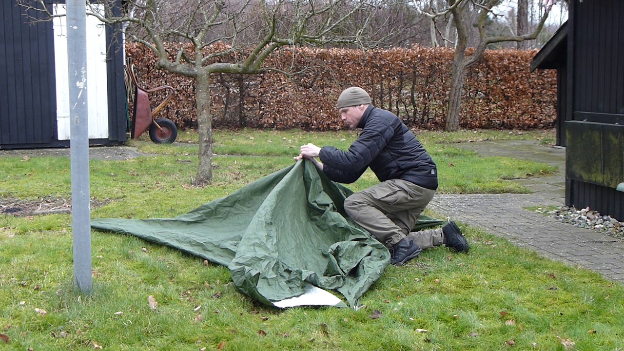 Tarp tent setup,fully enclosed, without a pole. - YouTube