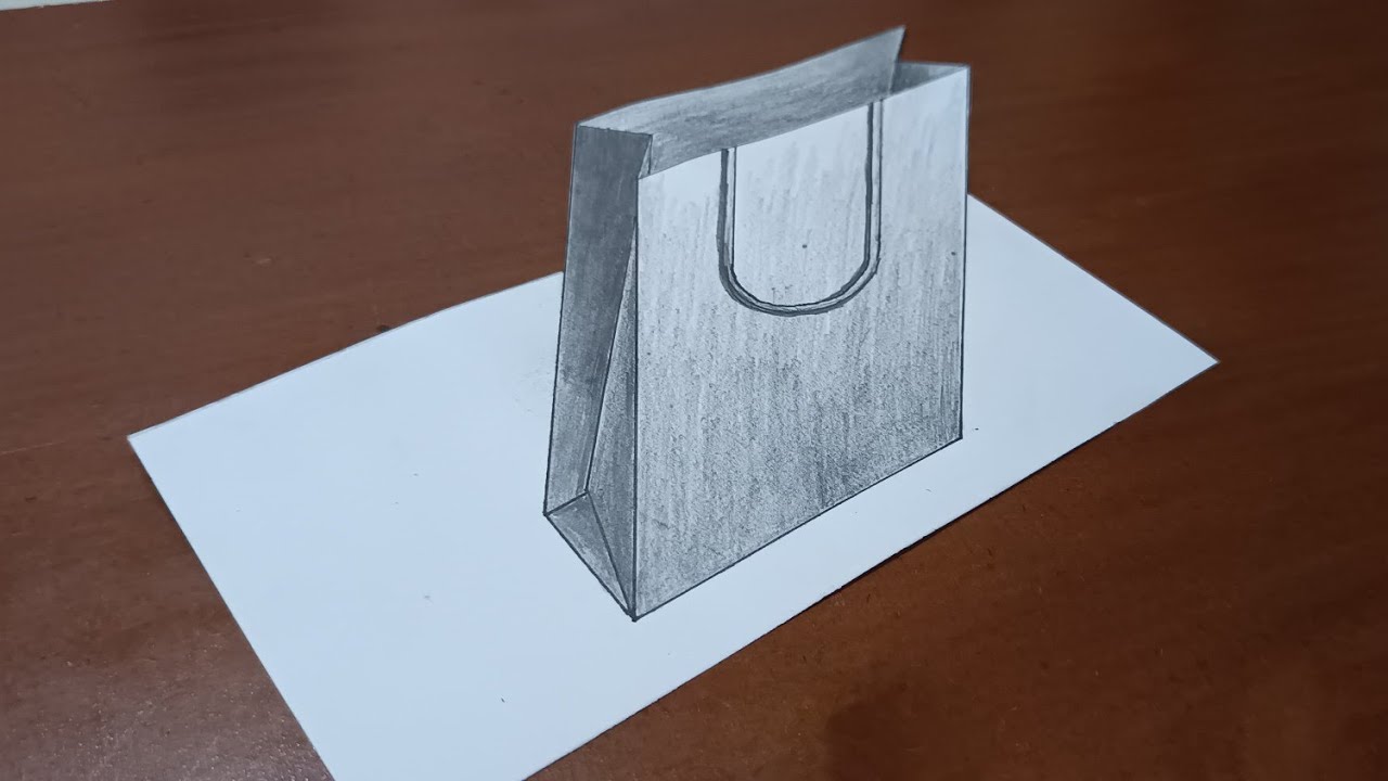How to draw 3d bag on paper with illusion drawing - YouTube