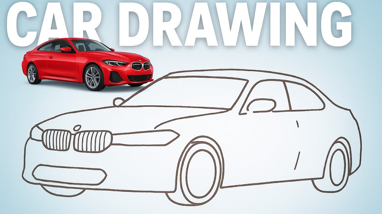 BMW M5 Car Drawing Tutorial Easy - How to Draw a BMW Car, - YouTube