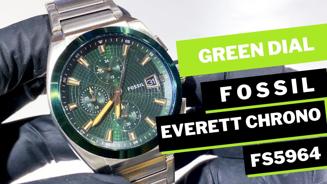 Fossil Everett Chronograph Green Dial Stainless Steel FS5964 - YouTube