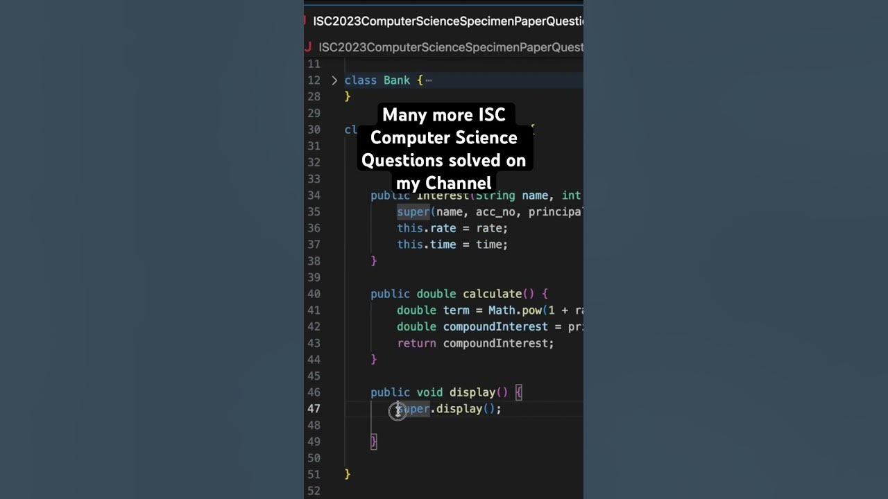 Class 12 Computer Science Boards Java Solutions Class12 Iscboard Java Javaprogramming