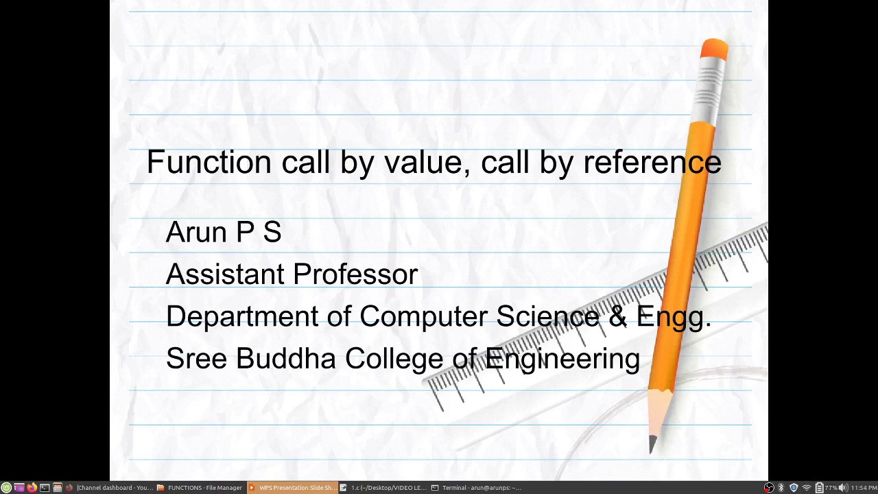 Function call by value, Call by reference - YouTube