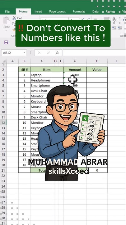 Convert to Numbers stored as Text in Excel #shorts #exceltips #exceltricks - YouTube