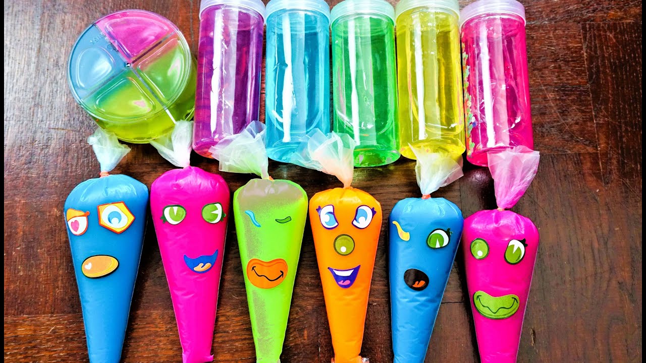 Make DIY Glossy Slime Bags, Statisfying Mixing DIY piping bag Slime ...